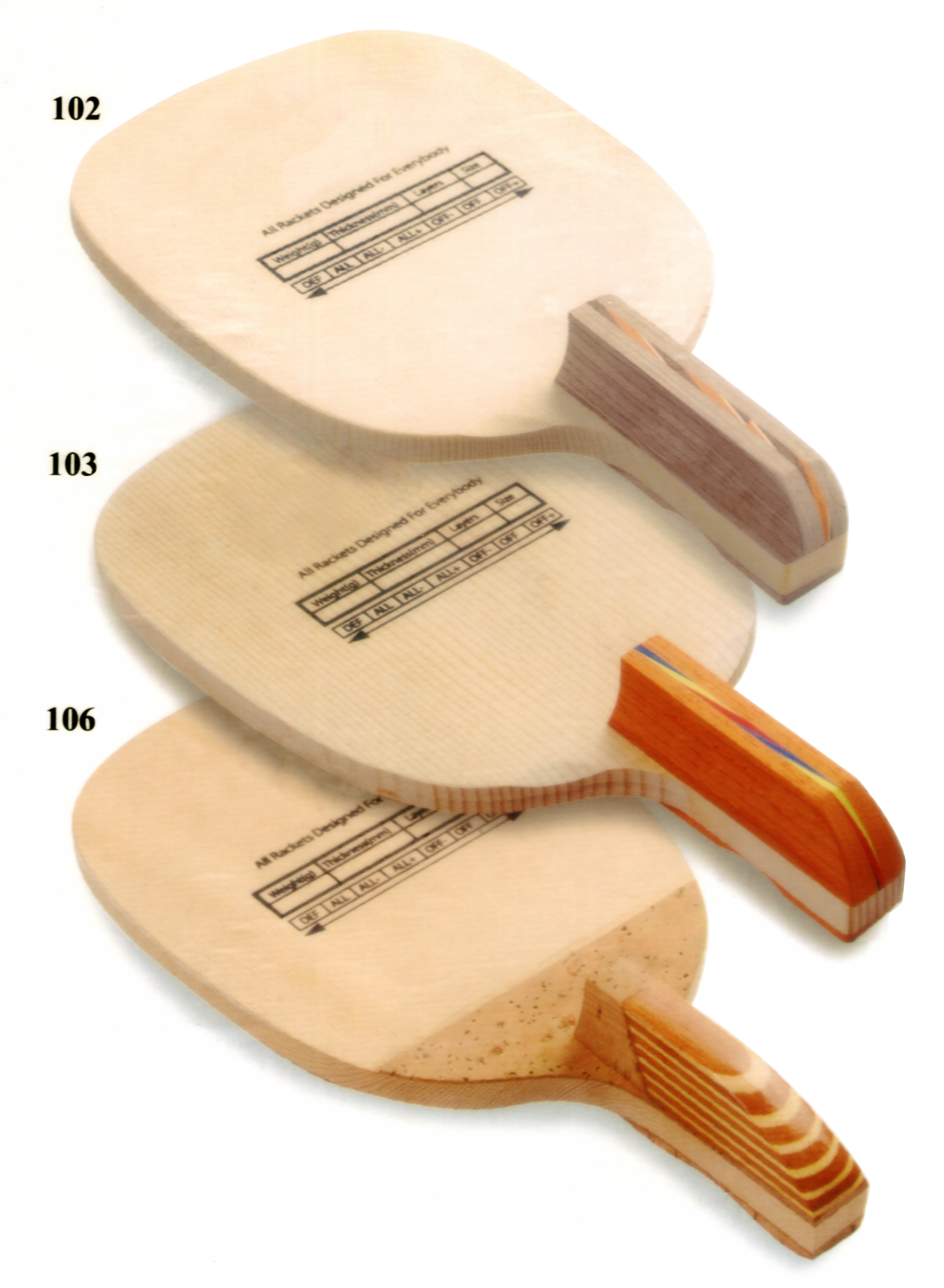 Professional Ping Pong Paddles With Firwood , Wooden Cork Handle Table ...