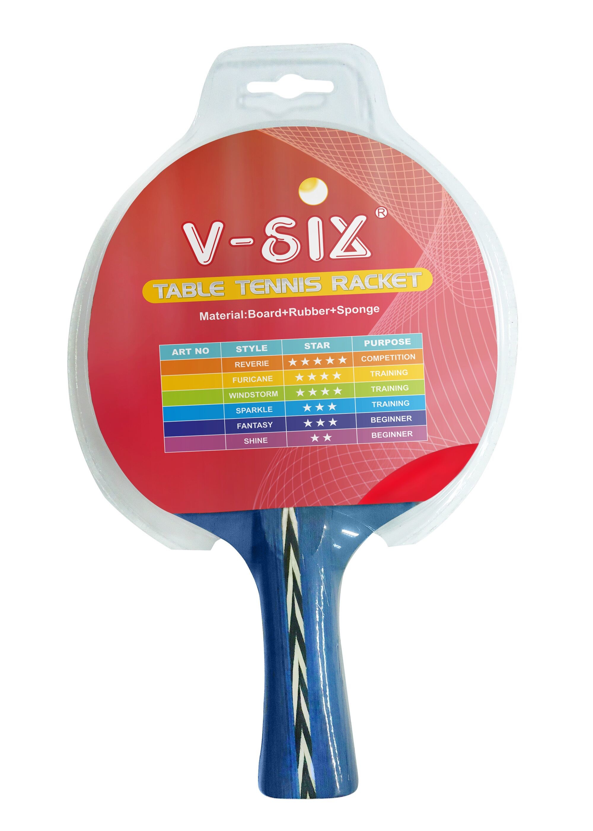 1.8mm Sponge 5 star Table Tennis Rackets Blue Plywood For Competition ...