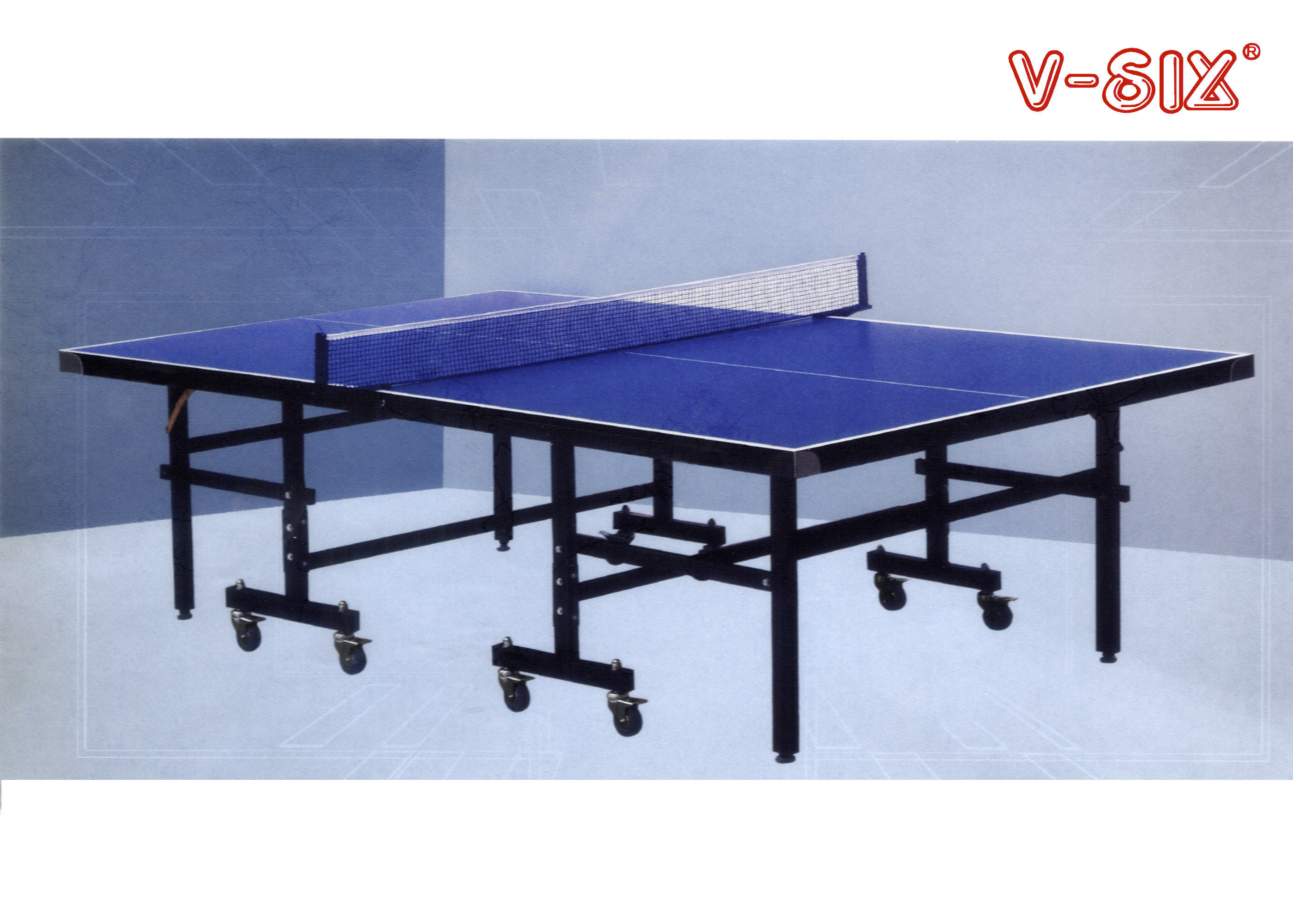 Single Folding Ping Pong Table Moveable T Form Leg With Protective ...