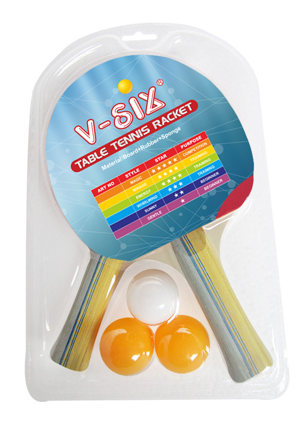 Color Handle Table Tennis Bat Set With Balls Bats Pimple Rubber For ...