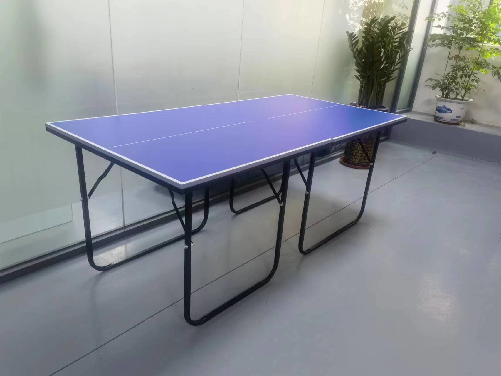 MDF Children Table Tennis Table Clear Line Blue Top Square Round Leg ...