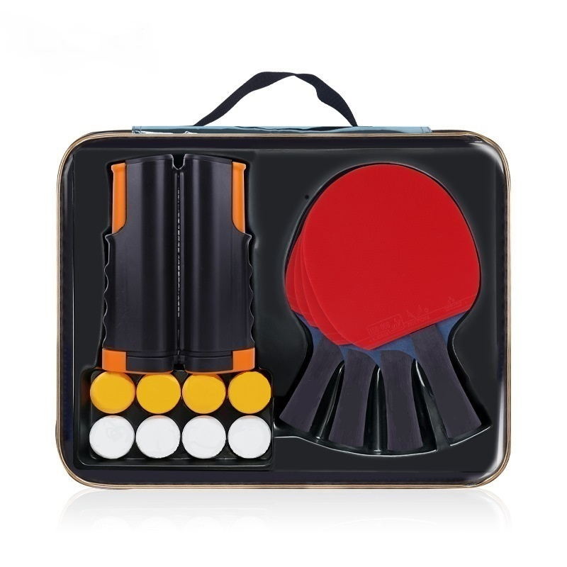 Flexible Net Ping Pong Paddle Set Of 4 Rackets 8 Balls Purewood Edge ...